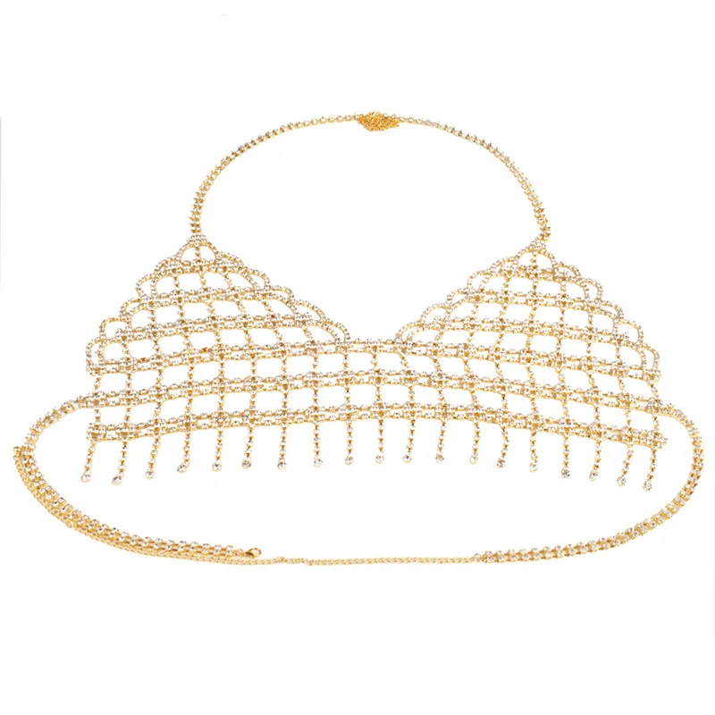 Fashion Jewelry Accessories Rhinestone Fringe Body Chain Gold Silver