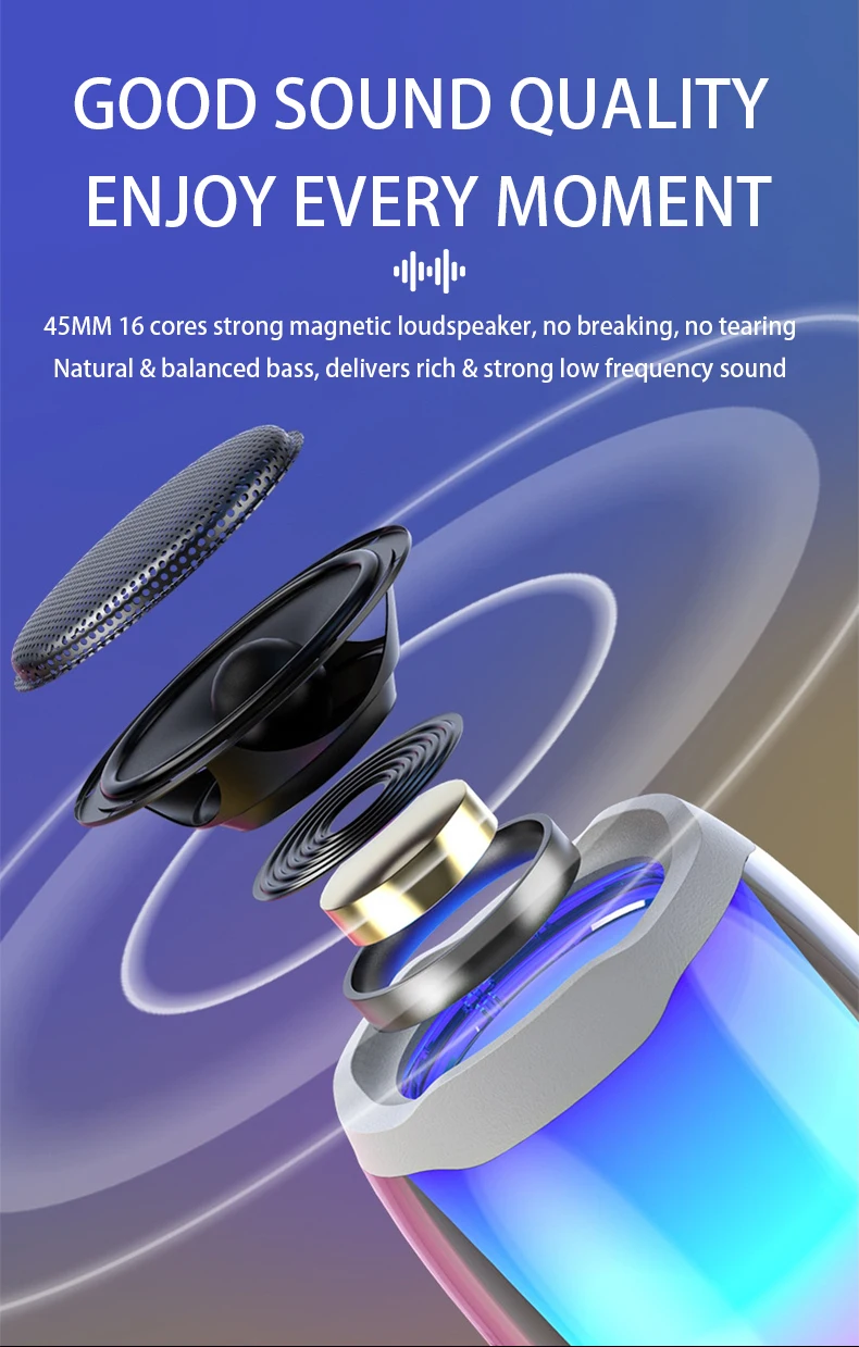 Outdoor Music Player Wireless Stereo Bt Mini Speakers Led Flashing ...