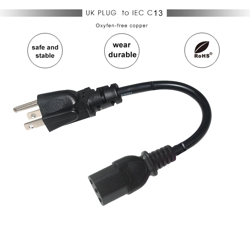 14 AWG Standard Power Cord NEMA 5-15P to C13 NEMA5-15P/IEC320 C13 SJT 15A 125V 25ft Black Cable ...