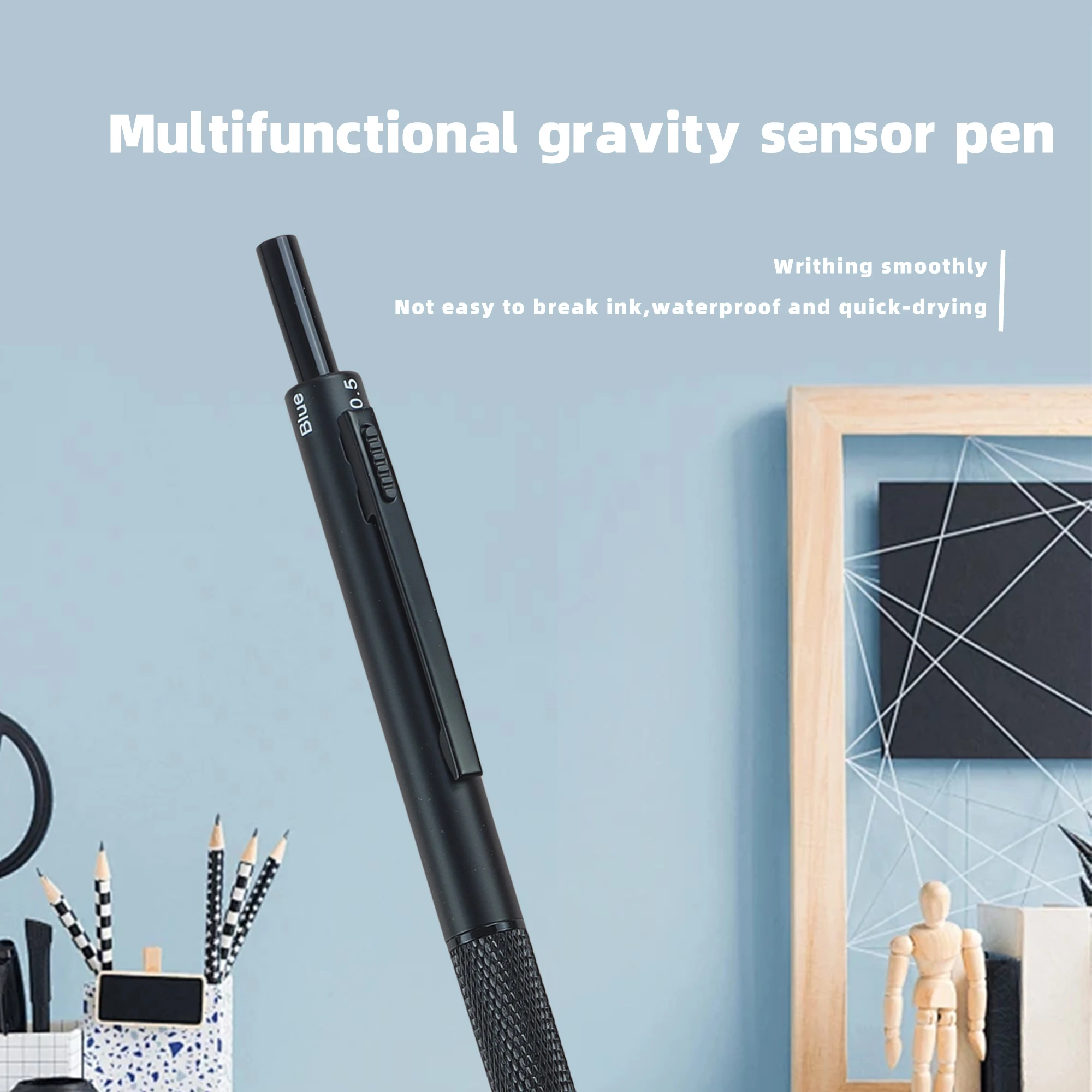 4 in 1 Multicolor Metal Gravity Sensor Pen - Blue, Black, Red Ink ...