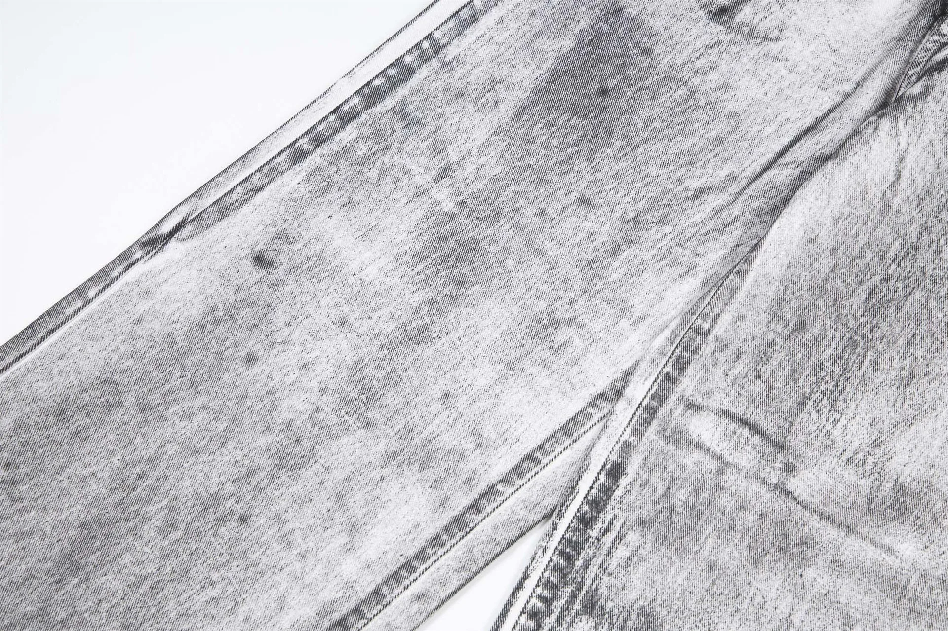 Custom Denim Factory Distress Dirty Print Wax Coated Denim Jeans Men ...