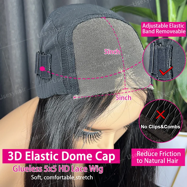 180% Glueless Pre Plucked Human Hair Wigs Ready To Go 5x5 Hd Closure ...