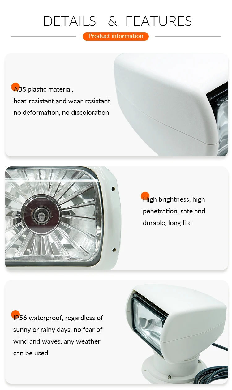 100w Boat Spotlights Marine Spotlight Yacht Searchlight Boat Remote ...