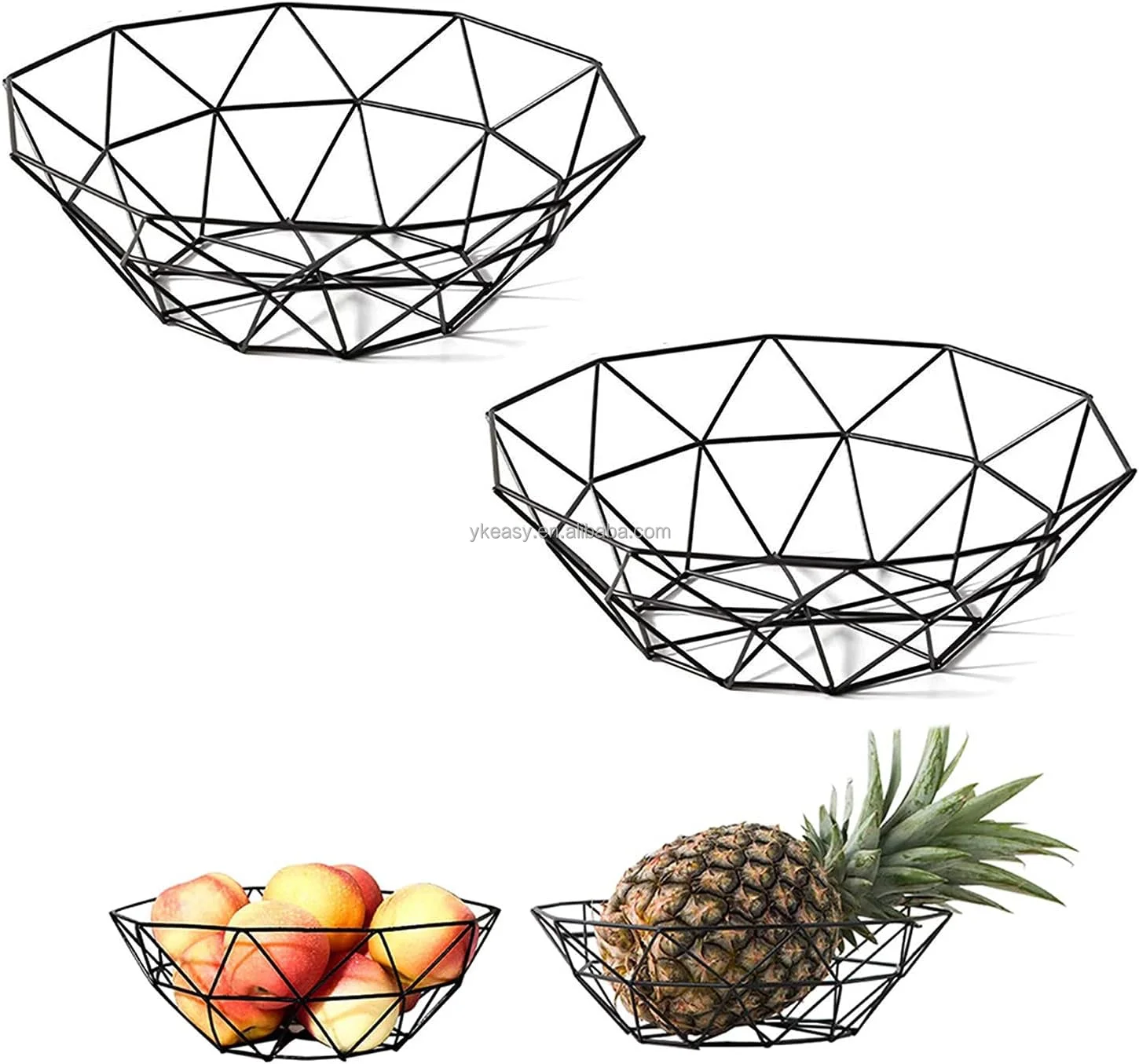 Modern Style Geometric Baskets For Storage Fruit Vegetables Bread Metal ...