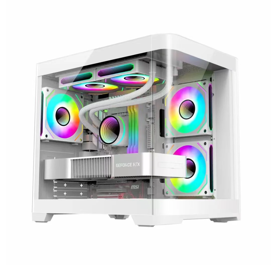 Herder PC Cube Gaming Desktop Case - Tempered Glass Chassis