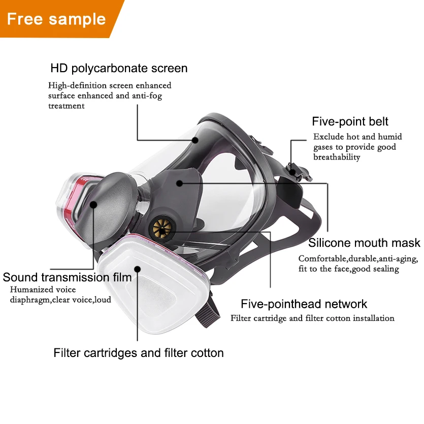 Respiratory protection Full Mask 6800 Gas Mask Respirator Facepiece ...
