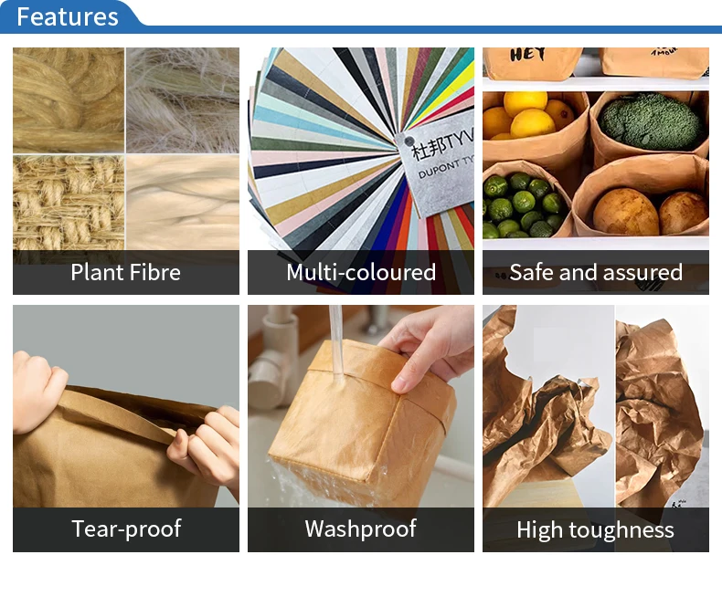 Logo Printed Kraft Washable Waterproof Dupont Tyvek Paper Shopping Tote ...