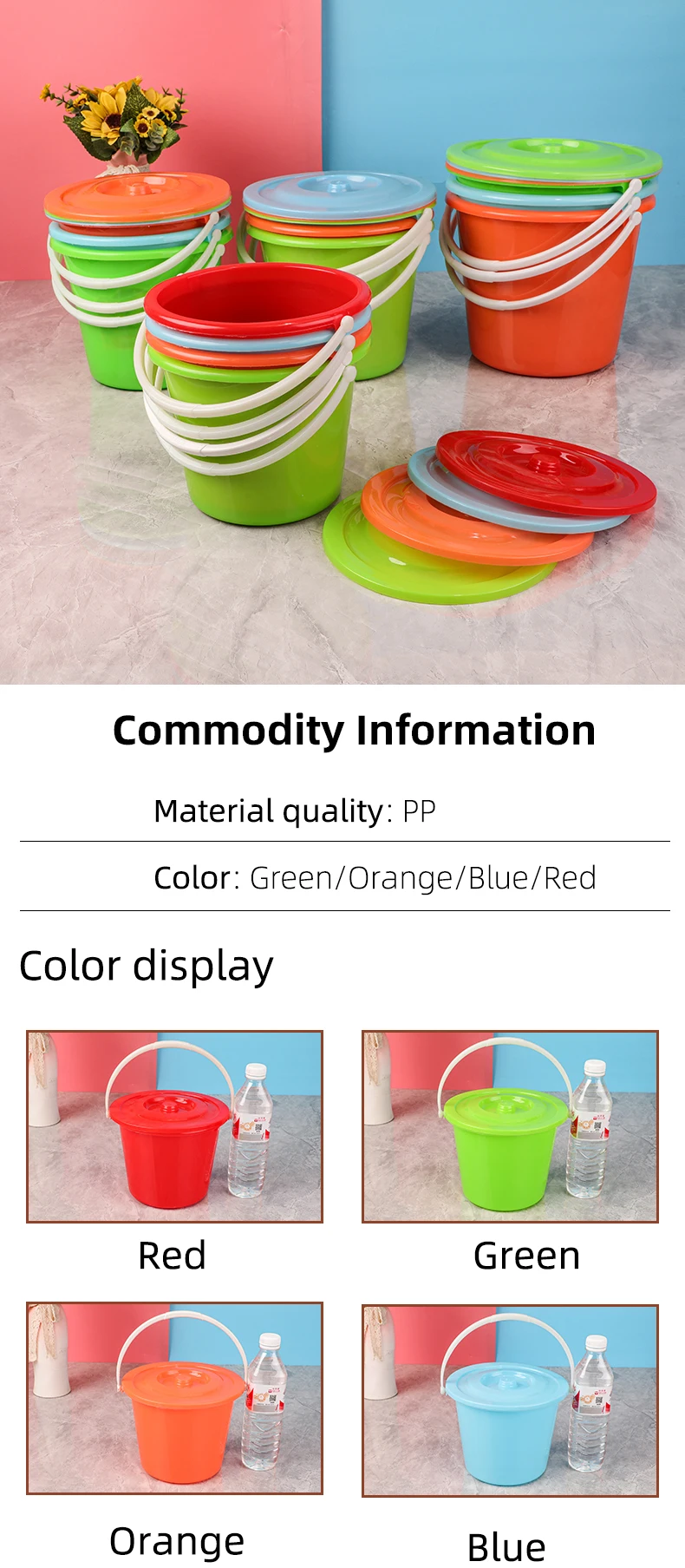 Circular Plastic Bucket With Lid Children's Art Brush Cleaning Bucket ...