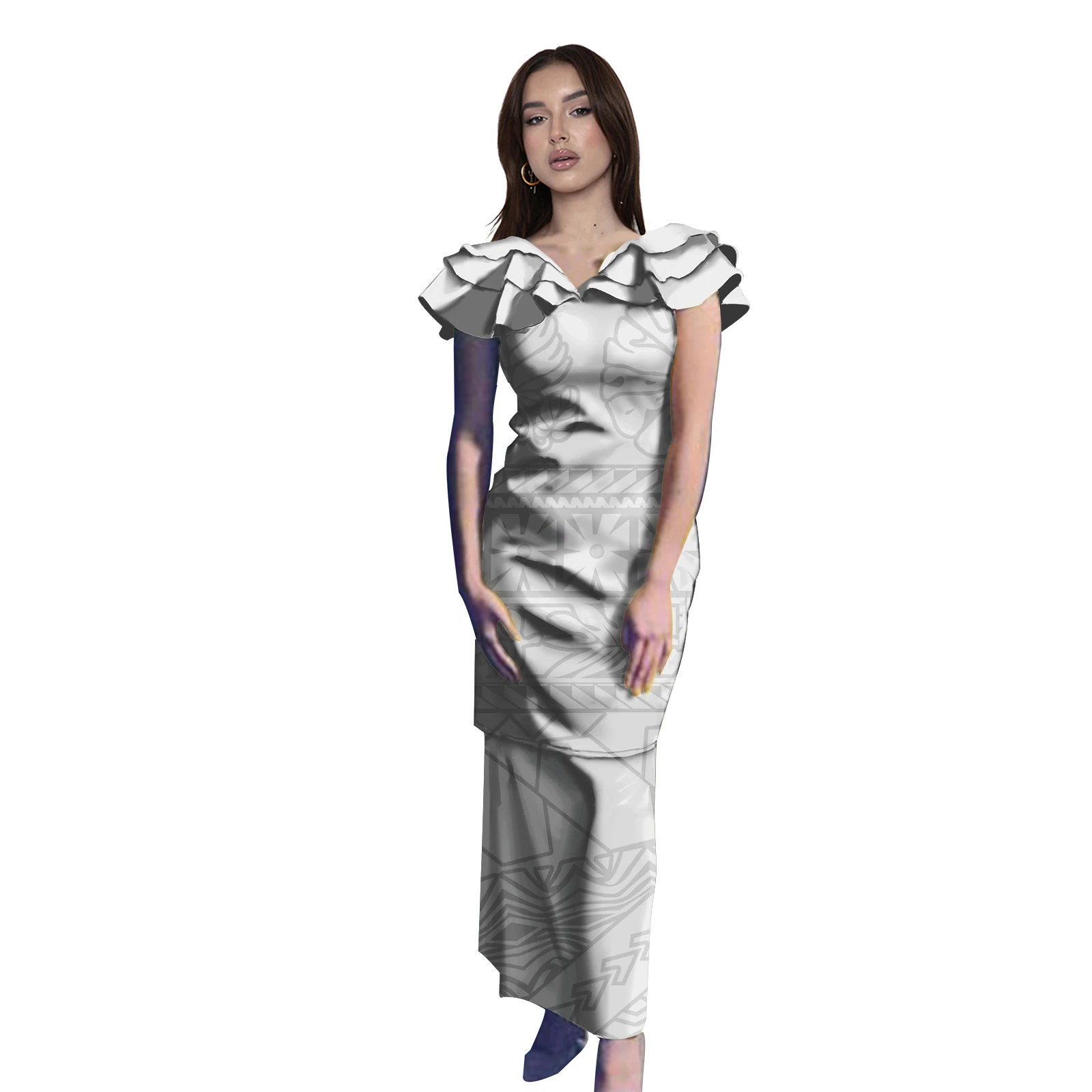 High Quality Tongan Puletasi Dress Polynesian Tribal White Custom ...