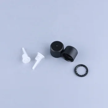 18mm Black Tamper Evident Pilfer Proof Plastic Screw Cap With Short Dropper Insert For Essential ...