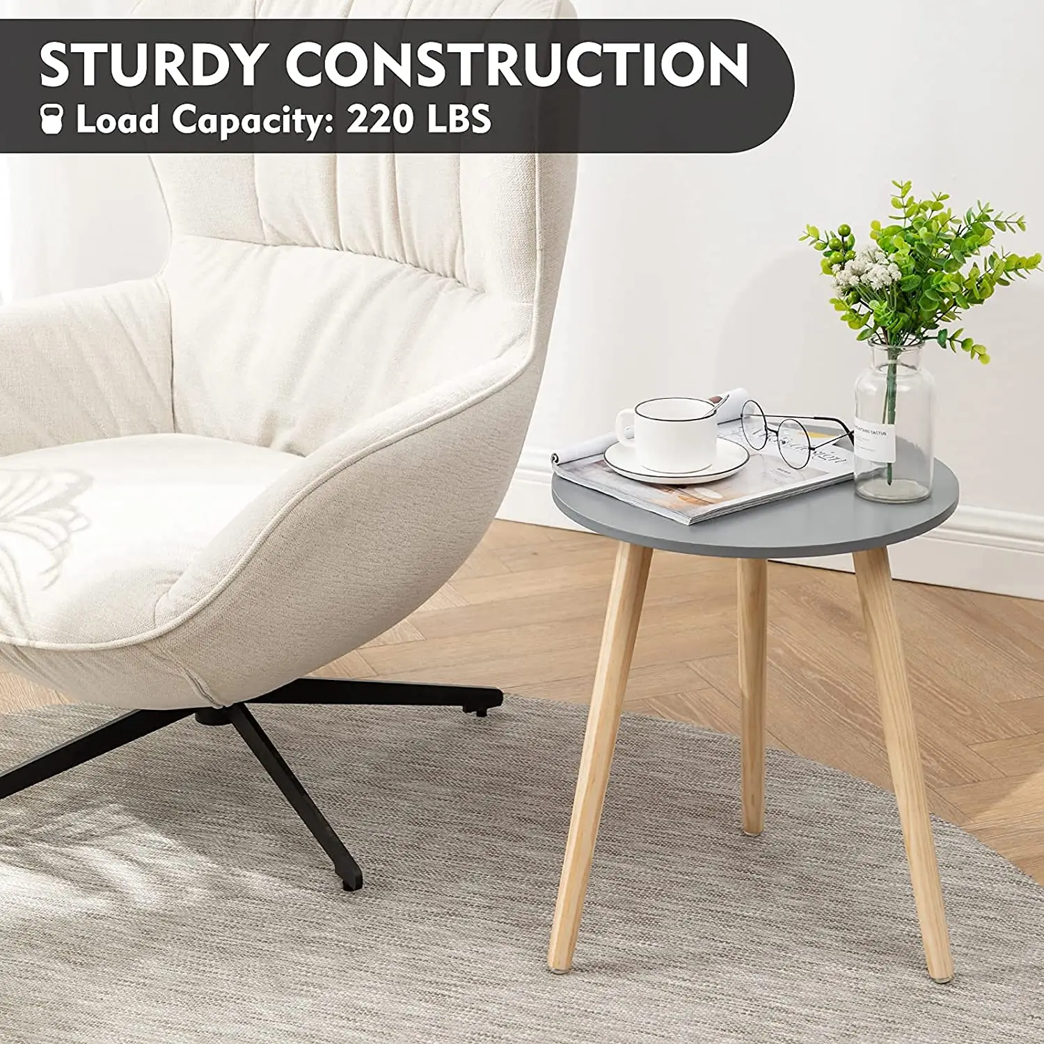 Wood Round Side Tea Table,Nightstand Coffee End Table For Living Room ...