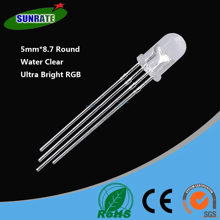 High Quality Free Samples 5mm Tri-color 4 Feet Rgb Round Head Led Diode ...