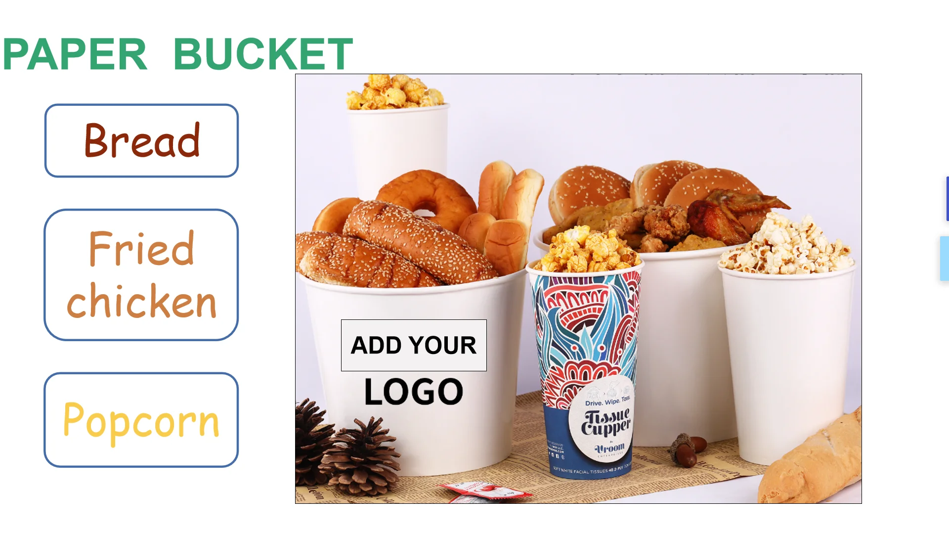 Custom Paper 85 Oz Bucket - Recyclable Food Packaging