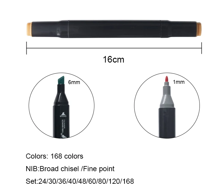 30 Colors Color Dual Head Sketch Markers Dual Head Tip Based Permanent ...