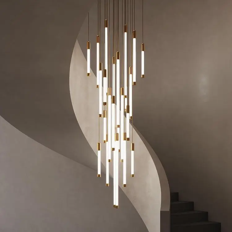 Villa Stairs Led Lighting Long Hanging Lamp Decoration Chandelier ...