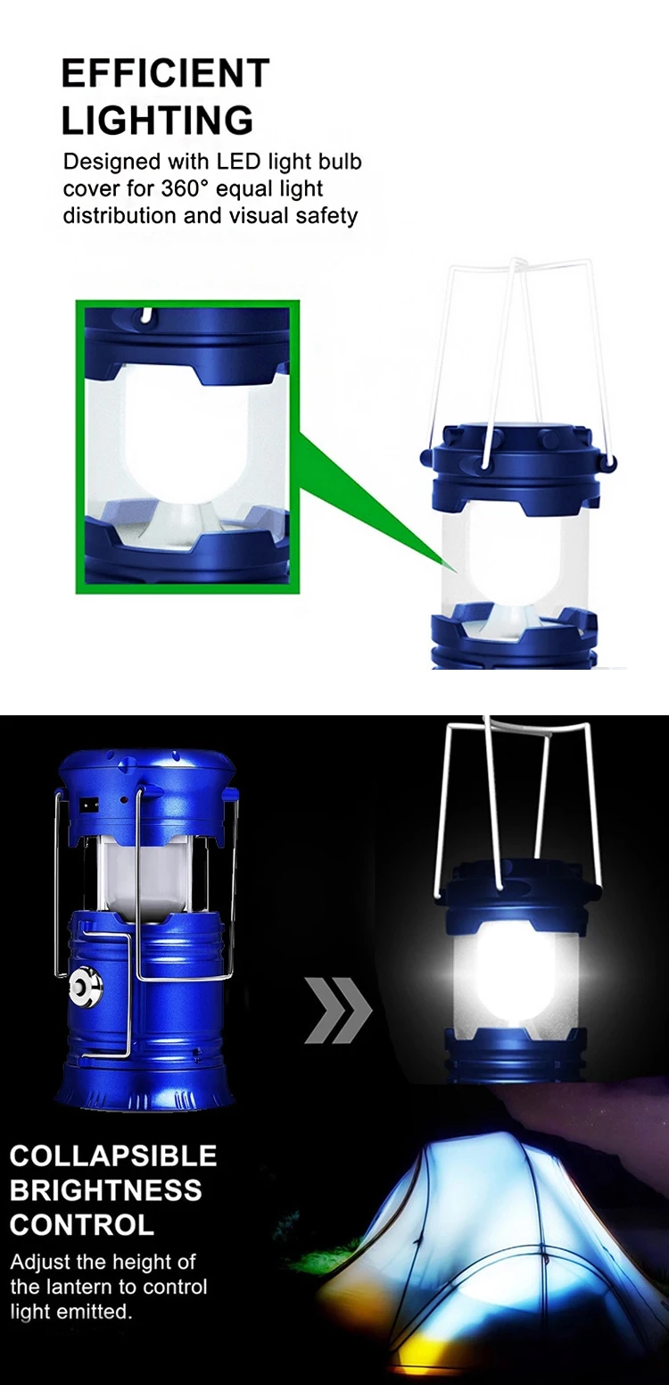 Abs Rechargeable Solar Powered Camping Lantern Outdoor Solar Zoom ...