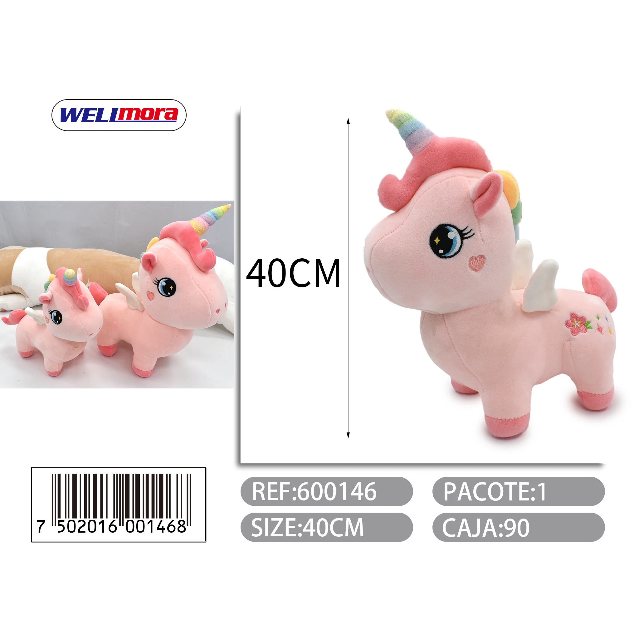 40cm Unicorn Plush Toy Soft Stuffed Animal with Rainbow Horn Cute ...
