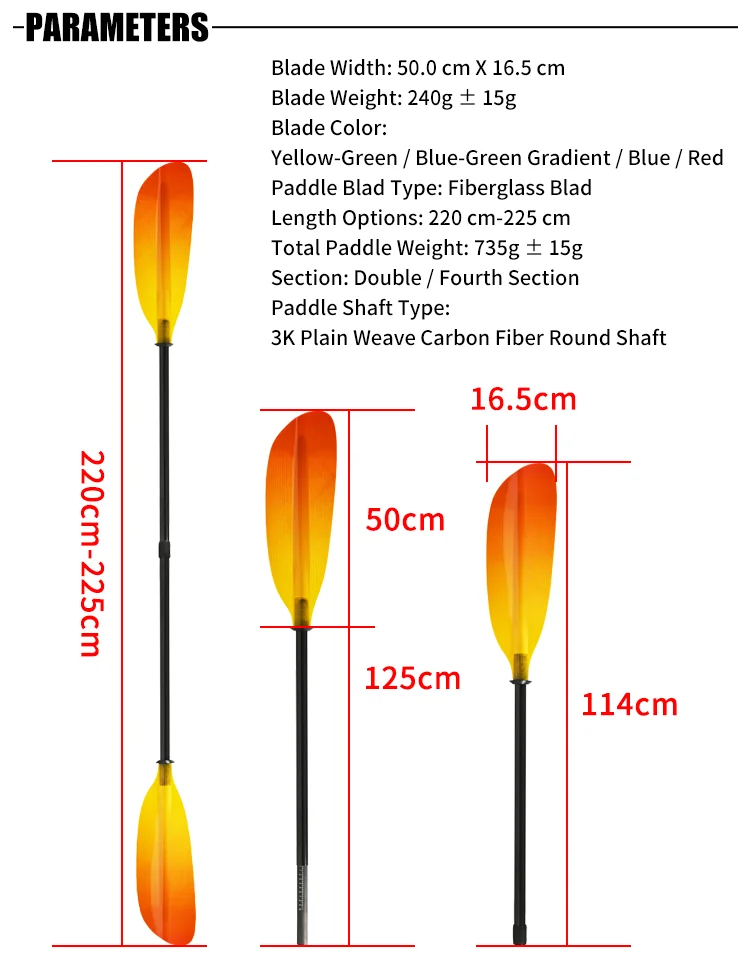 Hofi Adjustable Wing Blade Carbon Kayak Paddle Transparent Fiberglass ...