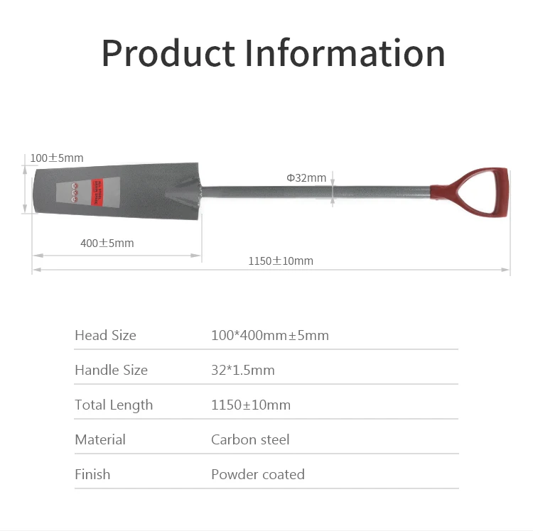 Outdoor Garden Metal Trenching Digging Shovel Spade With Long Wooden ...