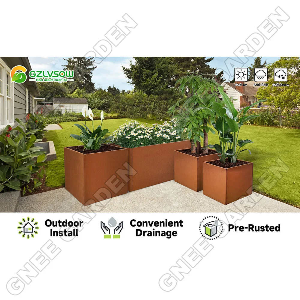 Outdoor Planters Corten Steel Rusted Planters Corten Steel Planter ...