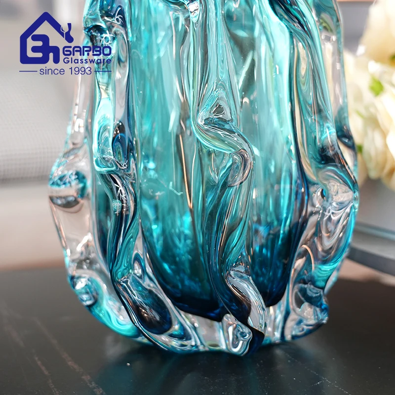 Luxury Handmade Colored Glaze Glass Flower Vase for Decor