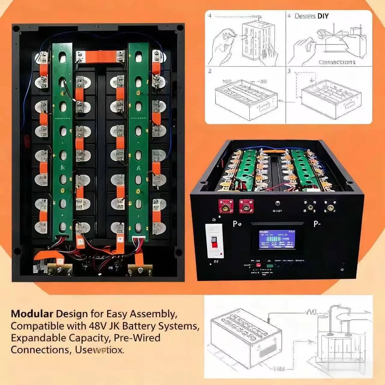 Prismatic LiFePO4 Battery Box with 200A BMS 48V 15kWh 280Ah 306Ah 314Ah ...