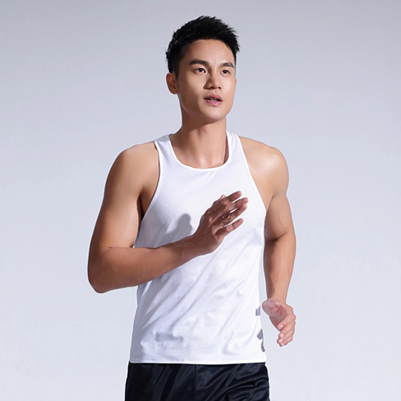 Mens Dry Fit Tank Top Crewneck Sleeveless 100% Polyester Tank Top Men ...