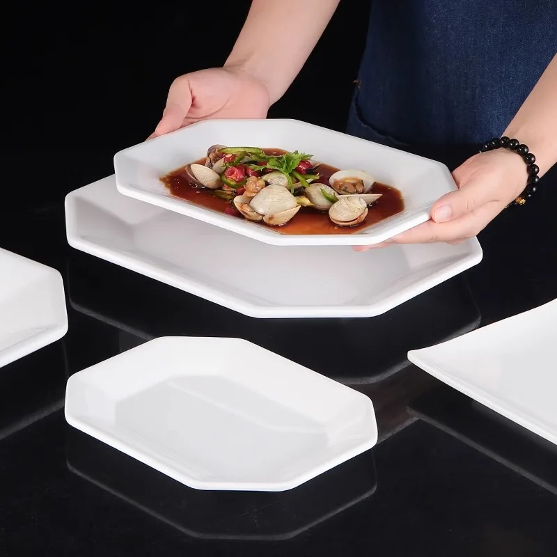 Wholesale Restaurant A5 White Unbreakable Melamine Octagon Shaped ...