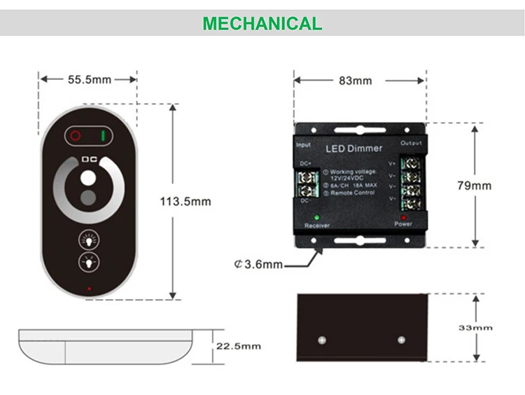 DC12-24V RF LED Dimmer Touch Series - Wireless Control