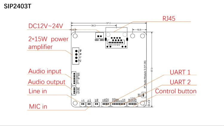 Sinrey SIP2403V - Advanced Audio Module for Broadcast Intercom