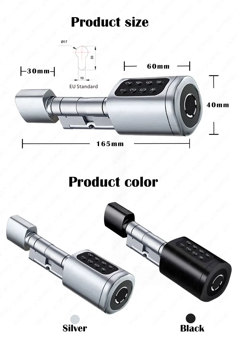 Ttlock App Adjustable Length Automatic Telescopic Intelligent Smart Cylinder Lock Fingerprint ...