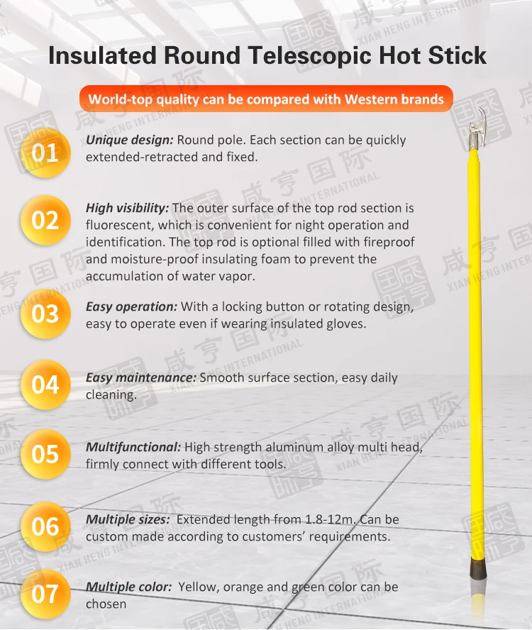 Customized High Voltage Fiberglass Telescopic Insulated Round Hot ...
