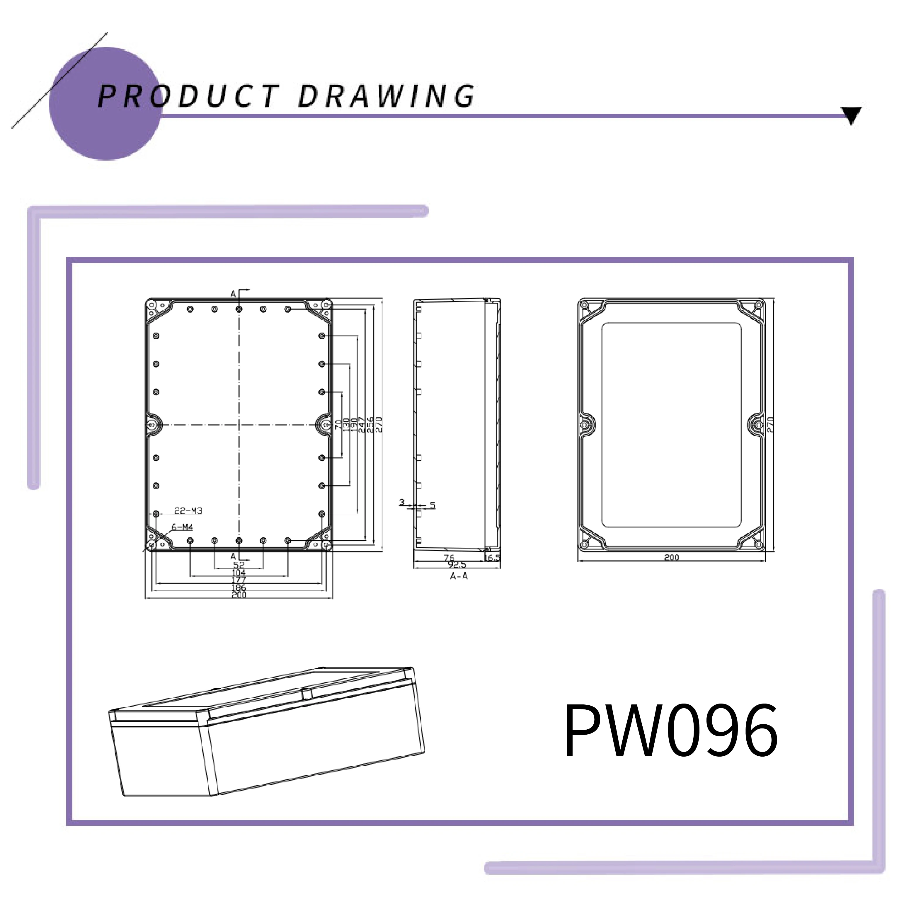 Pw096 Ip65 Plastic Waterproof Enclosure Cable Junction Box For Pcb ...