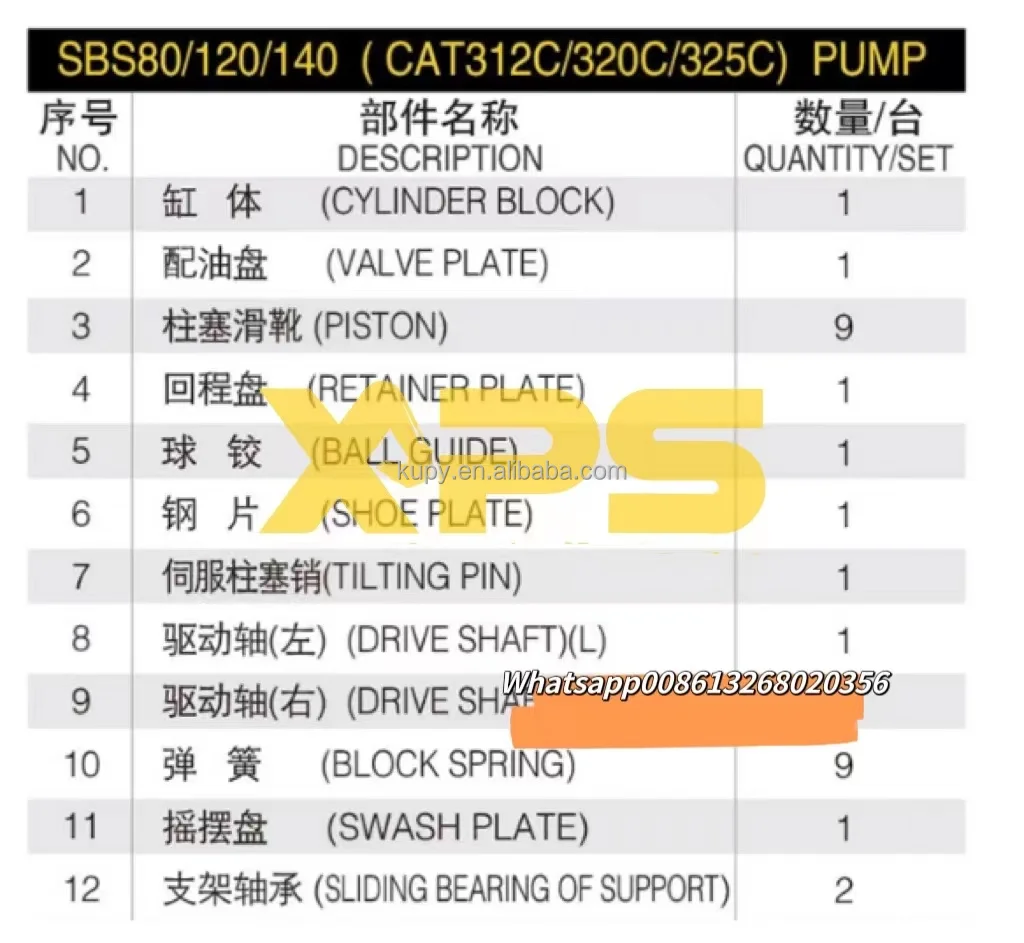 Xps Cat Hydraulic Pump Parts Repair Kit Sbs80 Sbs120 Sbs140 Cat312c ...