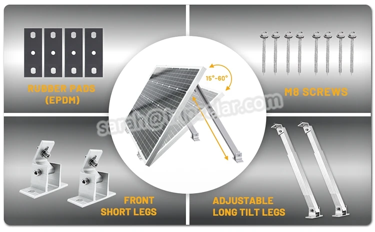 Aluminum Adjustable Solar Panel Mounting Brackets Front And Rear Leg ...
