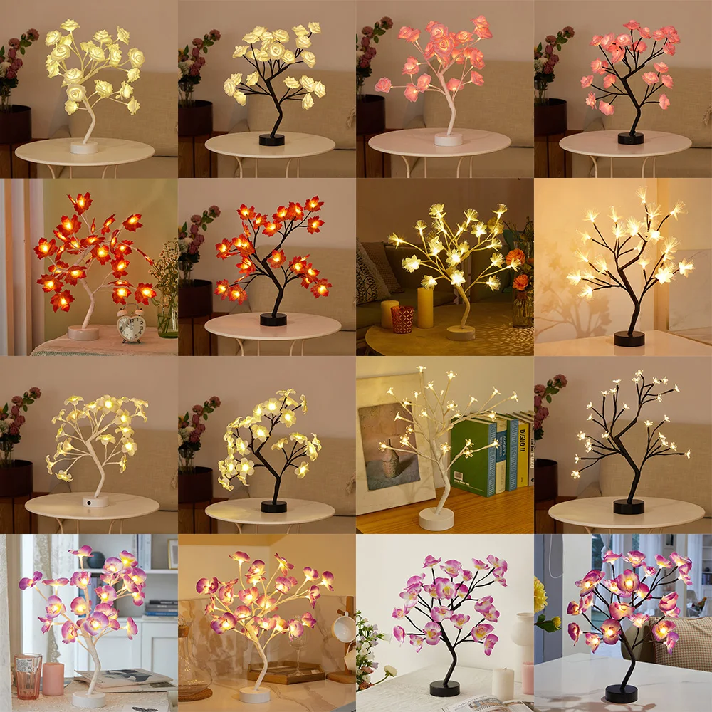 Sleep Lighting European Table Lamp Rose Flower Led Night Light Bedside ...