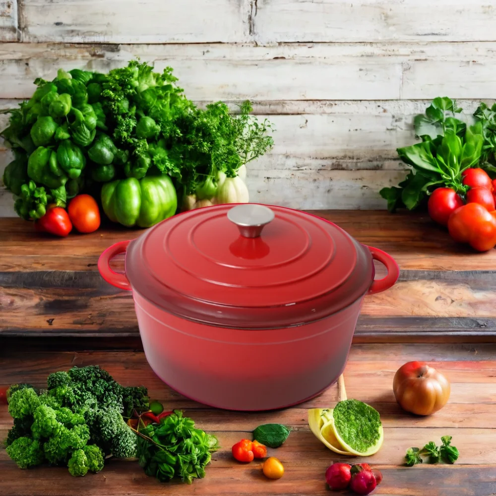 Factory Custom Colored Enameled Cast Iron Round Cookware Casserole pot ...