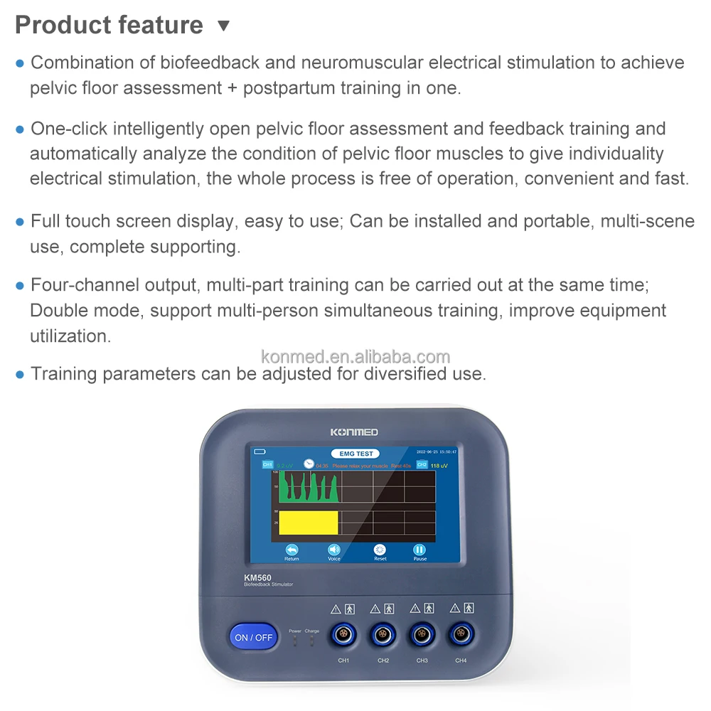 Biofeedback Pelvic Muscle Toner - 8 Setting Modes, 4-channels