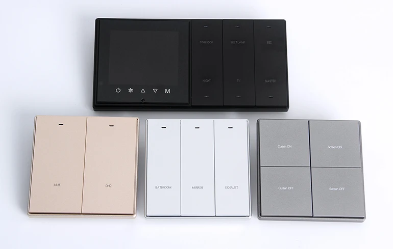 Big Button Smart Hotel Gray Four Gang Luxury Electrical Switches With ...
