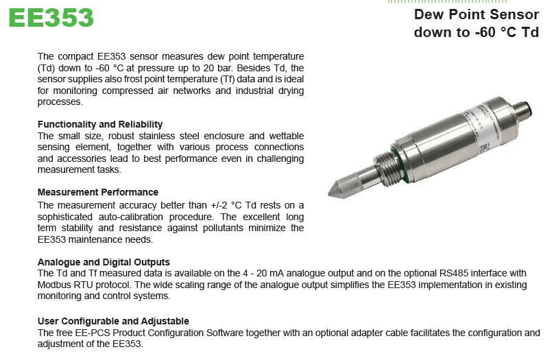 EE353气体质量检测传感器/压缩机气体水分露点变送器| Alibaba.com