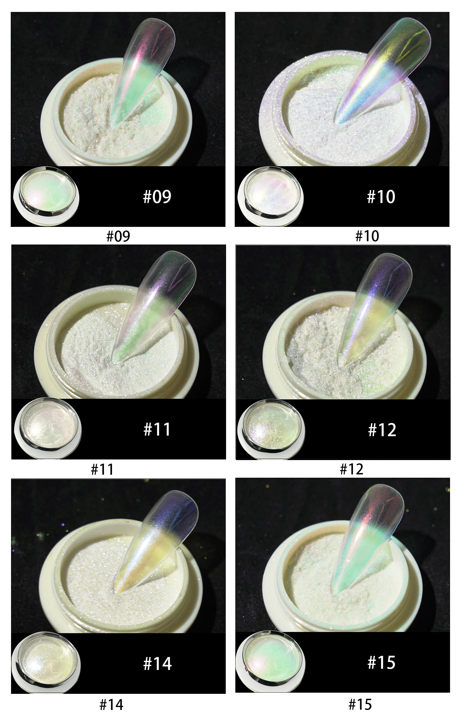 Shell Nail Enhancement High Gloss Aurora Neon Mica Ice Transparent ...