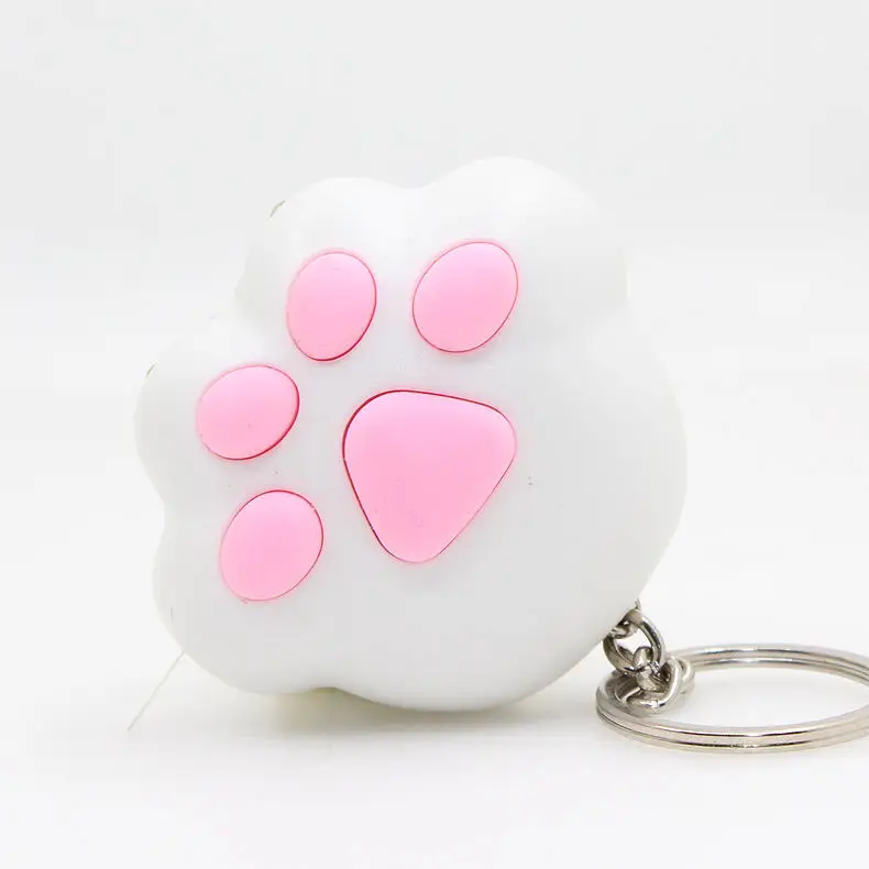 Cartoon Cute Keychain Cat Paw Feet Key Chain Sound Light Led Flashlight ...