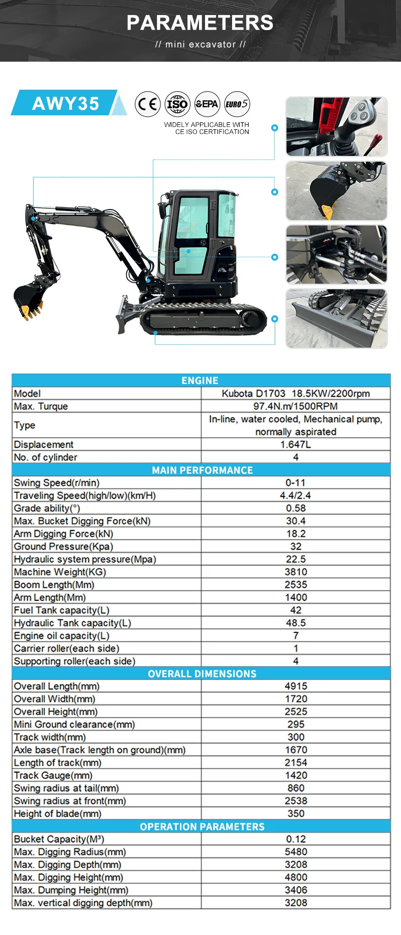 3.5ton Fully Hydraulic System Pilot Operated Crawler Excavator With A ...