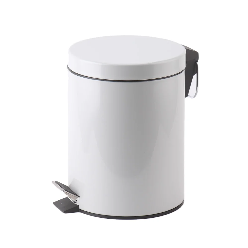 Waste Bin Round Stainless Steel Pedal Trash Can Soft Closed Round ...