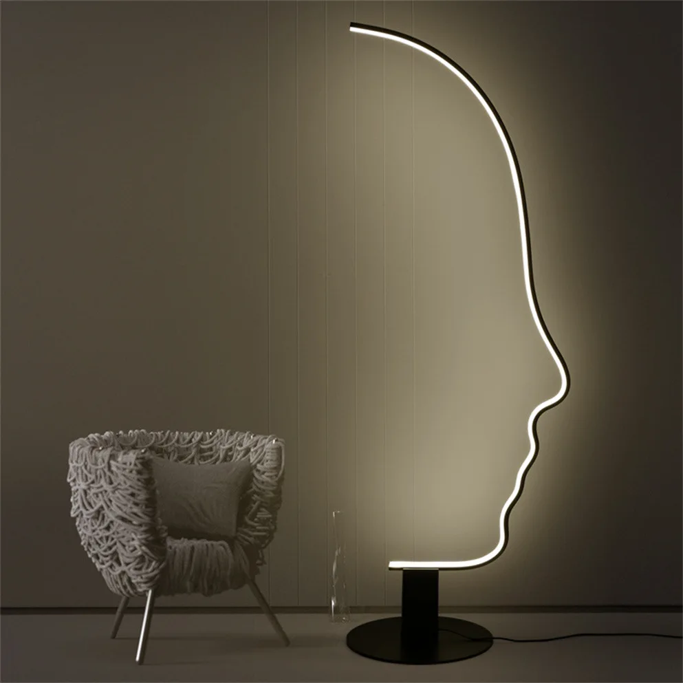 Nordic Led Dimmable Art Human Face Floor Lamp Standing Modern For ...