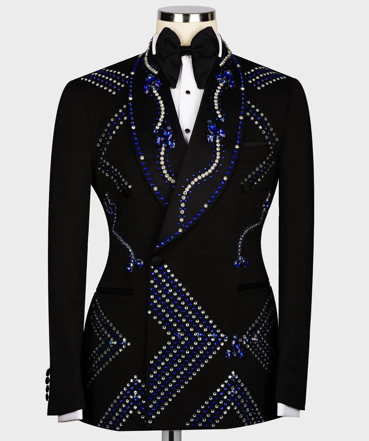 Custom Rhinestone Shining Double Breasted Wedding Suit for Men Formal ...