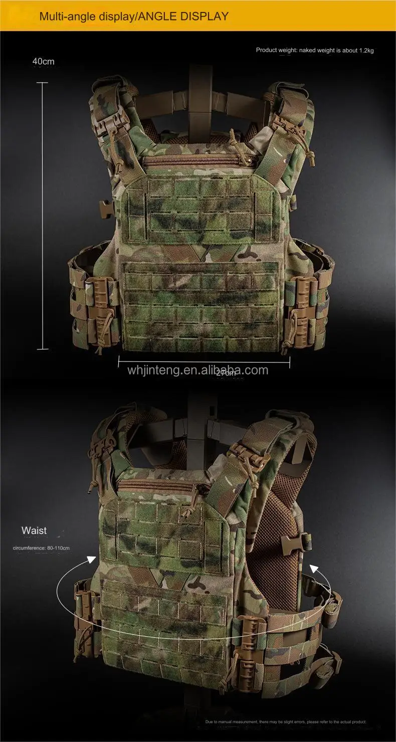 Pc Quick Release Tactical Vest With Multifunctional Molle Back Zipper ...