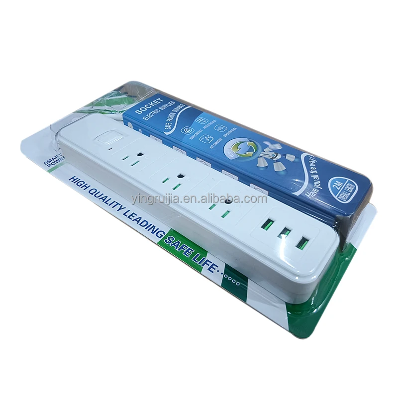 Universal Power Socket with Overload Protection, 3AC Outlets with USB ...