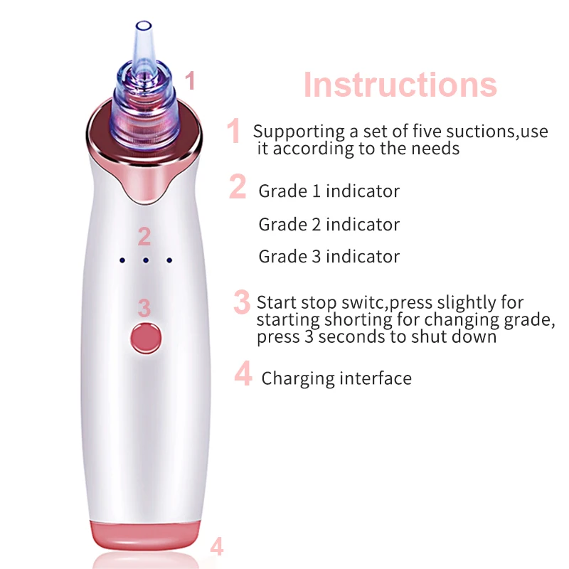 Pore Vacuum Blackhead Remover Suction Acne Peeling Pore Face Cleanser ...