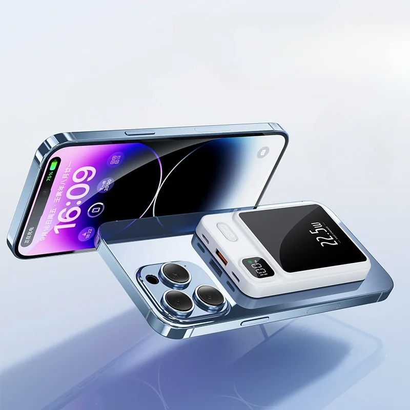 Small Magnetic Fast Charge Wireless Mag Safe Power Banks Mini Portable ...